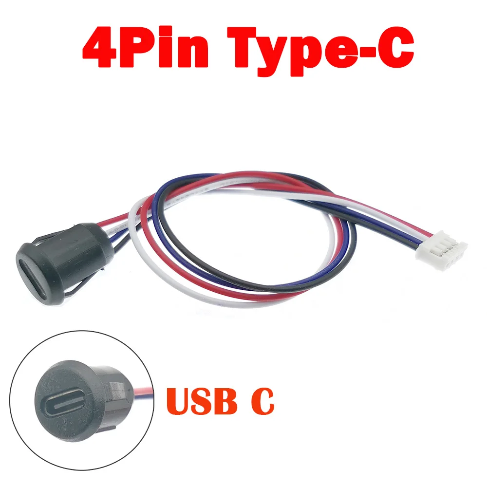 5pcs 4 Pin USB C Type Power Plug Jack Connector Direct Compression ...
