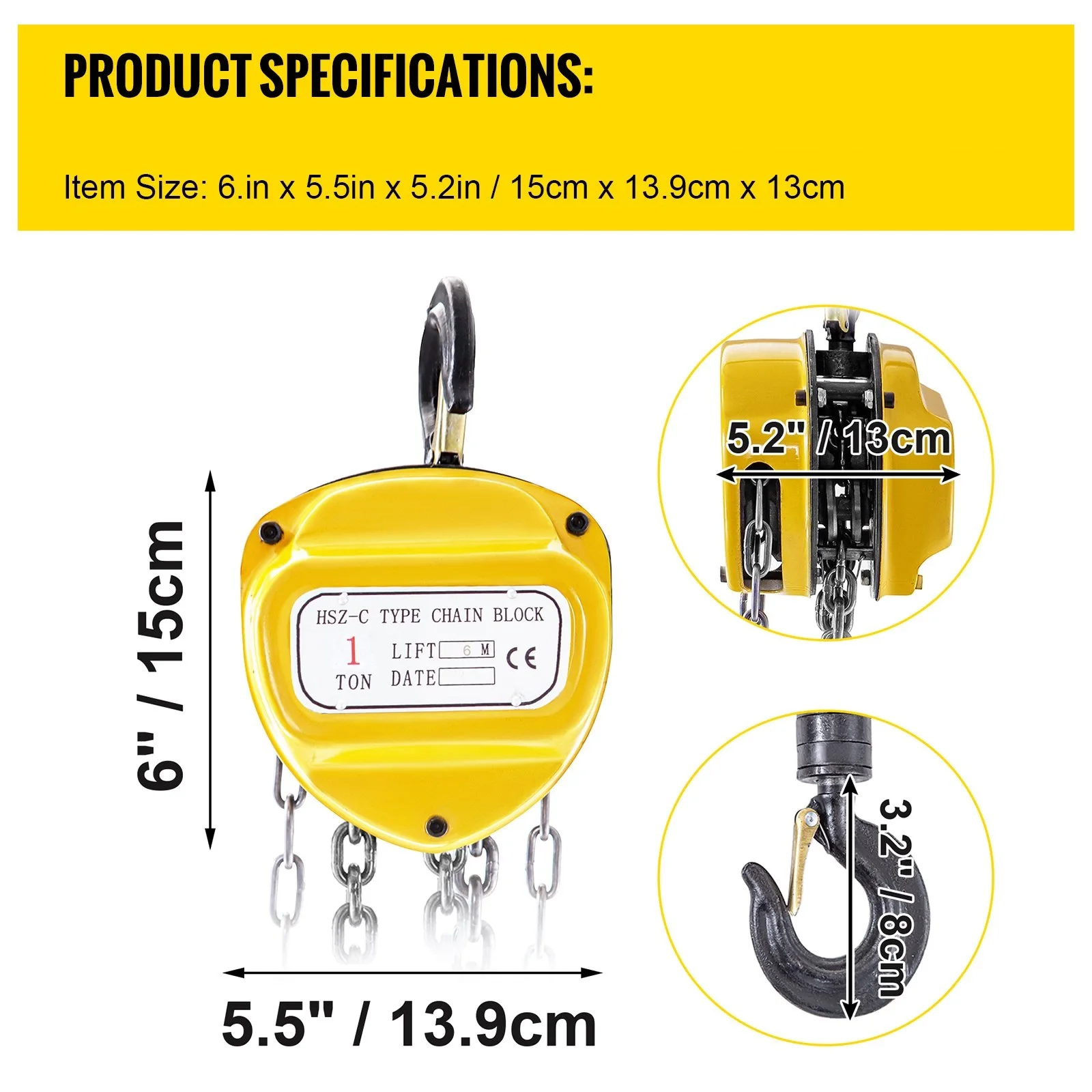 Chain Fall Hoist 1 Ton 1 Ton Hand - 2200 Lbs Capacity With 10ft Lift ...