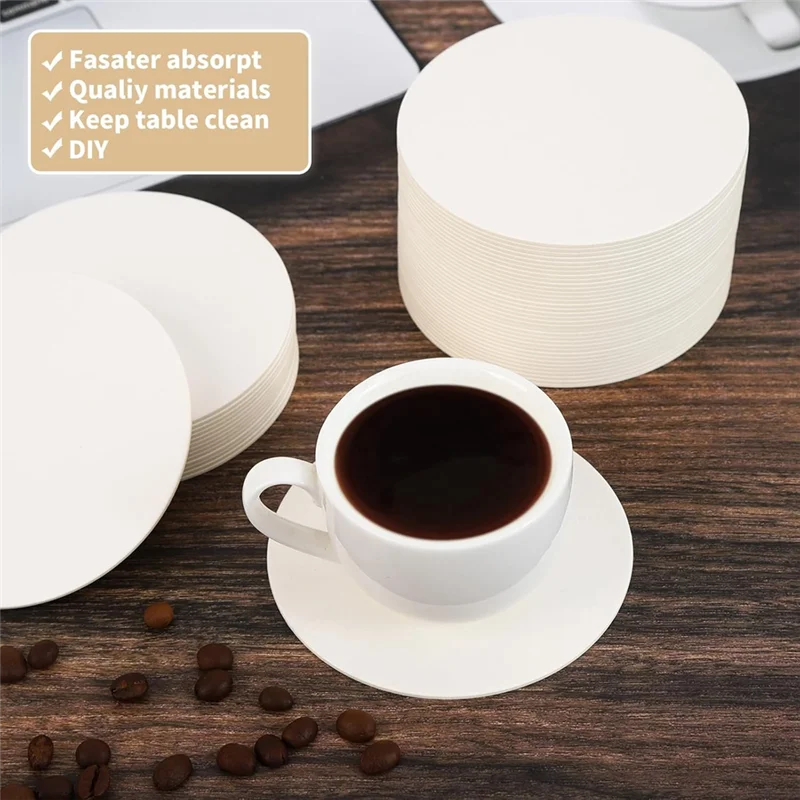 ABWZ-200 Pcs Paper Coasters 4 Inch Cardboard Coasters Blank For Drinks ...
