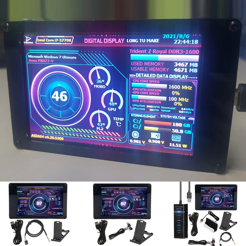 Usb2lcd 3.5 Inch Ips Lcd Monitor Display Light Aida64 Rgb Breathing Usb ...