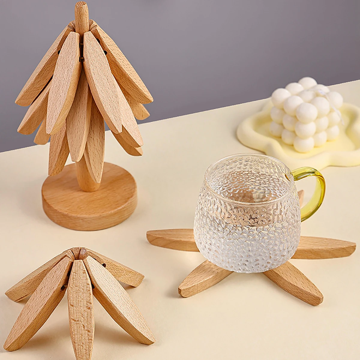 Creative-Tree-Shape-Wood-Placemat-Anti-Scald-Heat-Resistant-Table-Mat ...