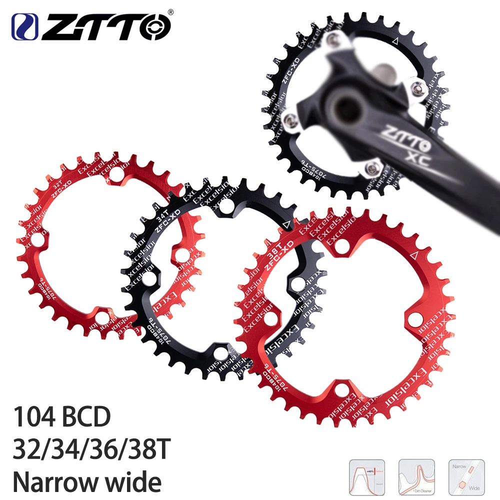 Ztto Single Speed 1x System Narrow Wide Chainring 104 Bcd Round 32t 34t 36t 38t For Mtb 12s 11s ...