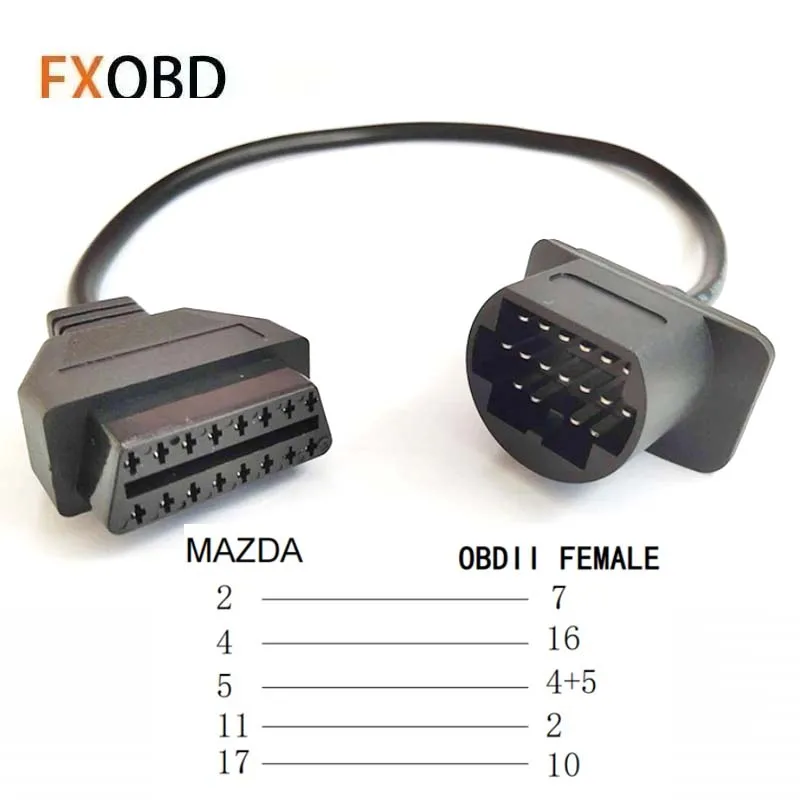 Car-OBD-2-17pin-Connector-Adapter-for-MAZDAD-17PIN-Male-TO-16pin-Female ...