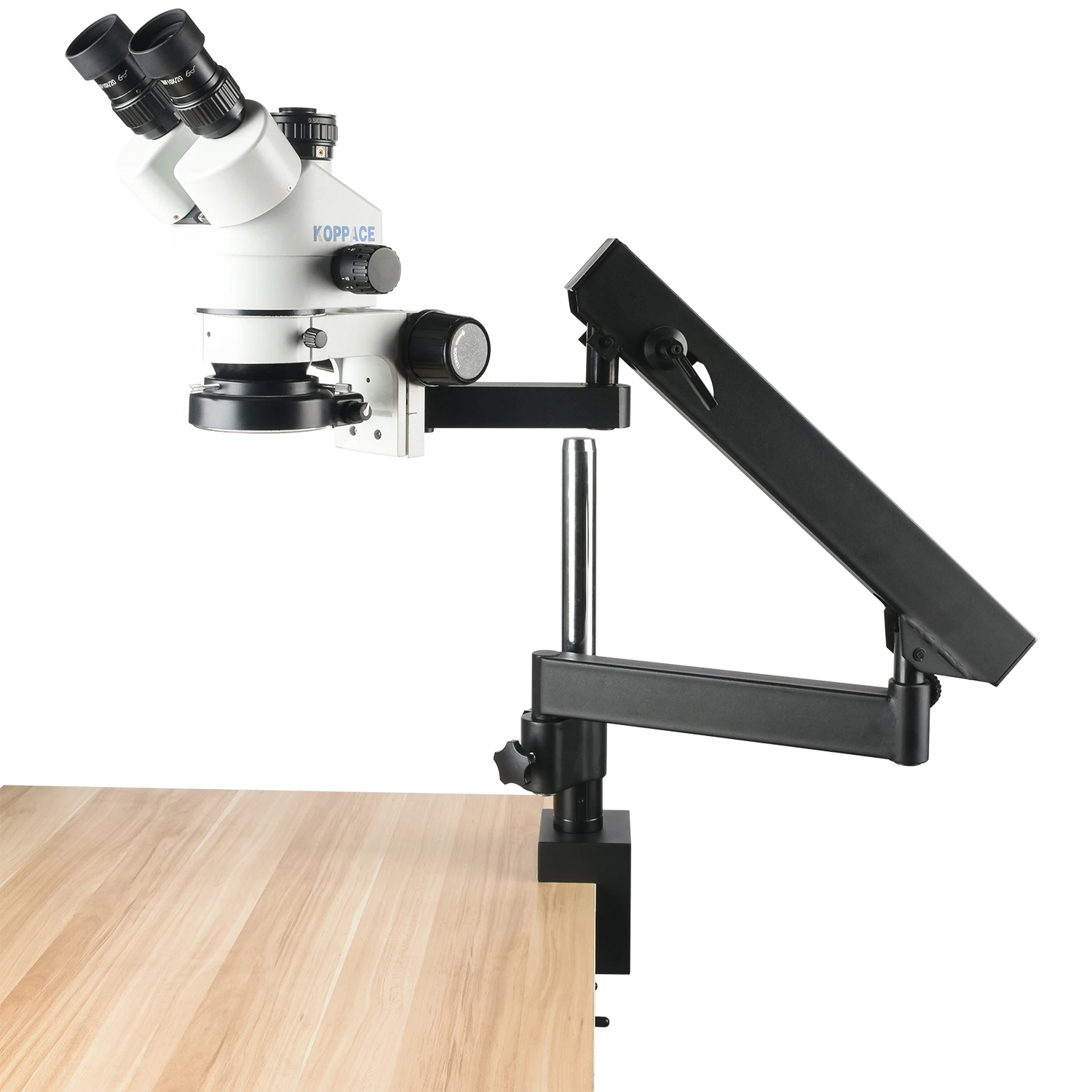 Koppace 3.5x-90x Trinocular Stereo Microscope Rocker Bracket Continuous ...