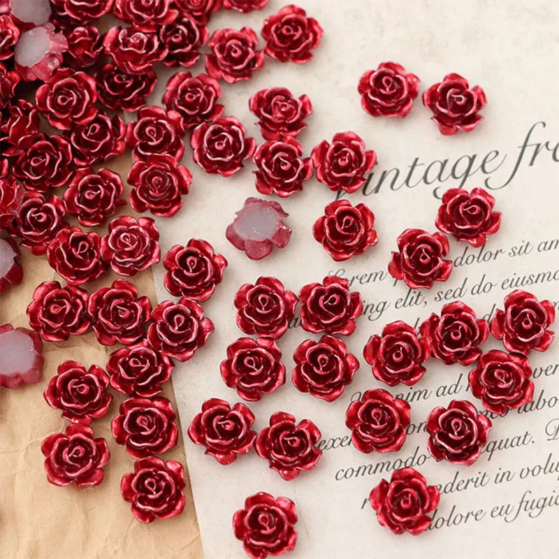 120pcs-12MM-Glossy-Red-Rose-Resin-Flatback-Cabochon-Camellia-Flower ...