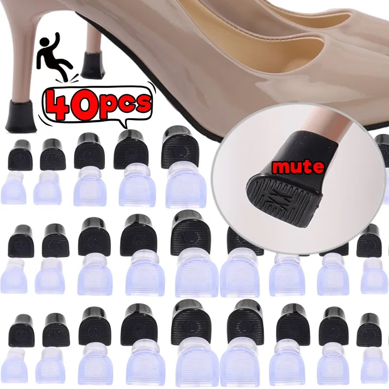 Mute TPU High Heel Protector Caps Anti-Slip Stopper Black Transparent ...