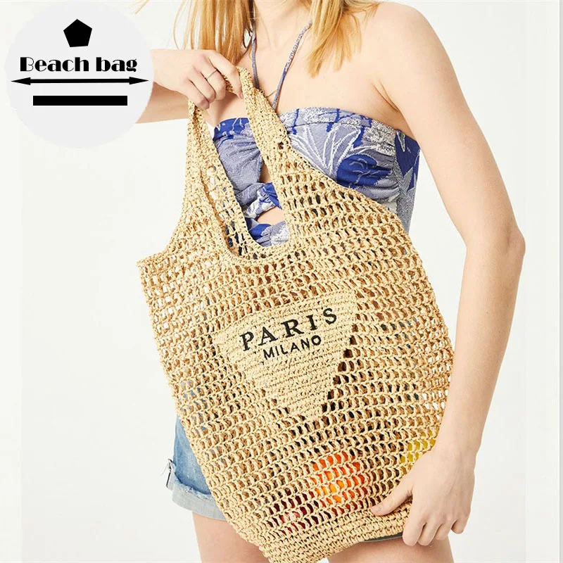 New-Casual-Hollow-Straw-Women-Shoulder-Bags-Designer-Letters-Handbags ...