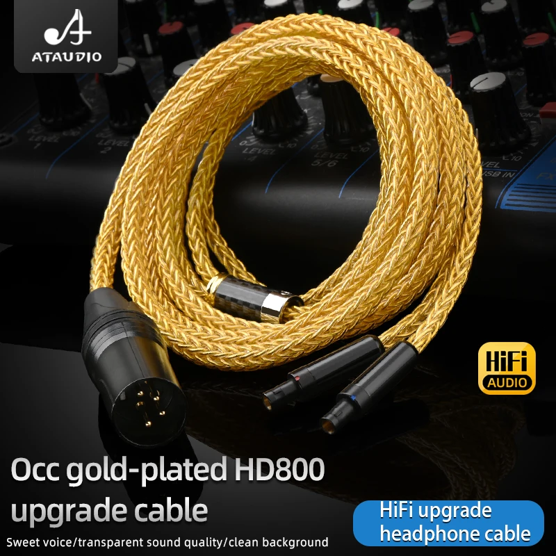 ATAUDIO HiFi Headphone Cable Hi-end 16 Strands OCC Core HD800 Earphone ...