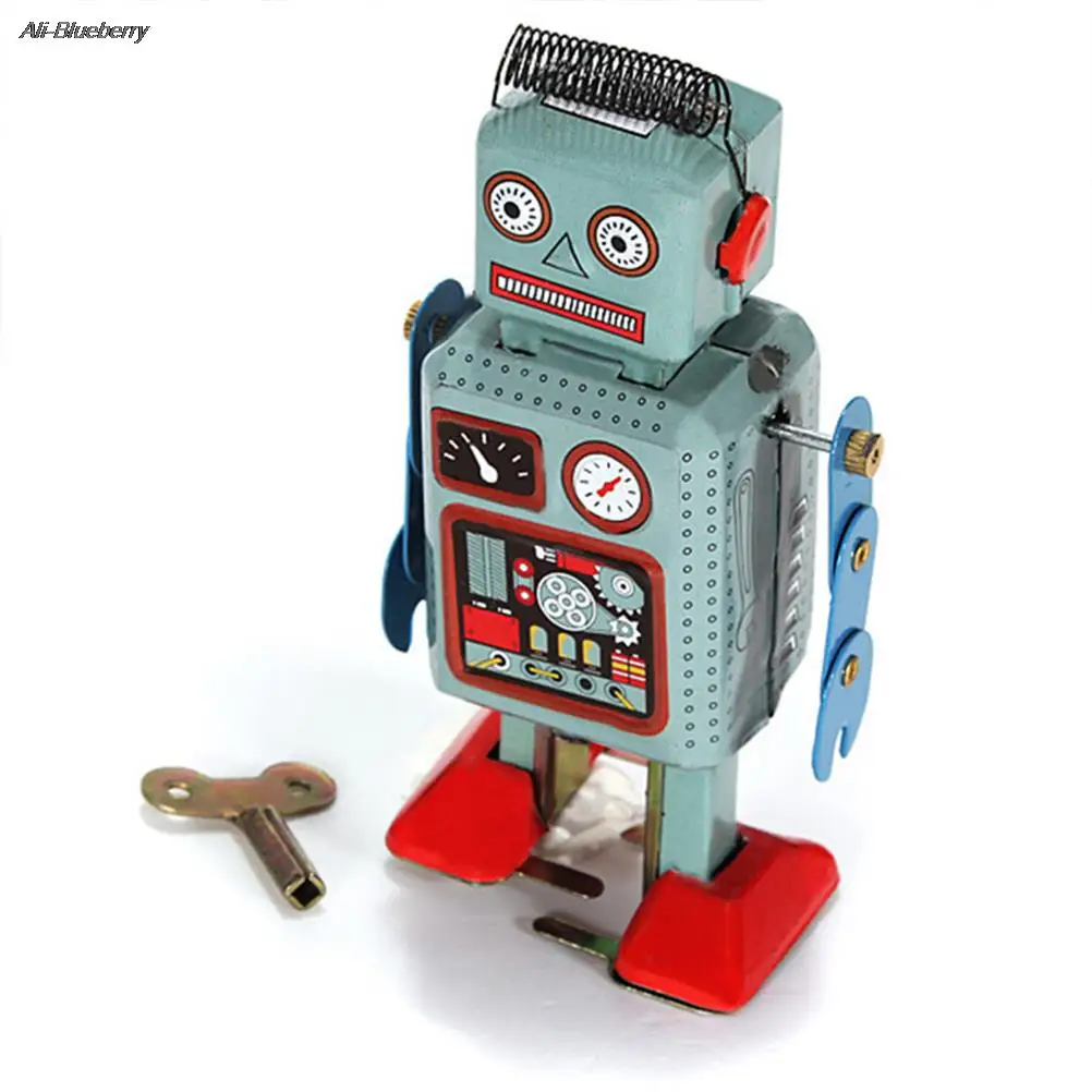 HOT-Retro-Metal-Vintage-Robot-Mechanical-Clockwork-Wind-Up-Toys-Walking ...