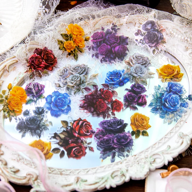 30Pcs-Vintage-Rose-Stickers-Pack-Flowers-Plant-Scrapbooking-Background ...