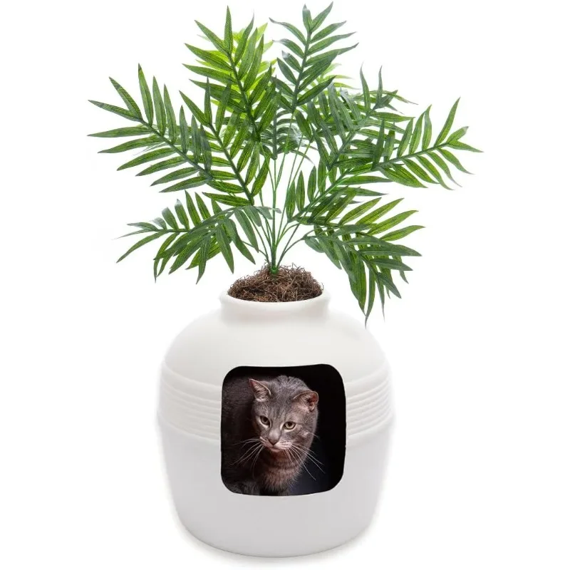 The-Original-Hidden-Litter-Box-Artificial-Plants-Enclosed-Cat-Planter ...