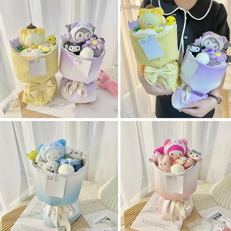 Kawaii Kuromi My Melody Cinnamoroll Purin Plush Doll Bouquet Anime ...