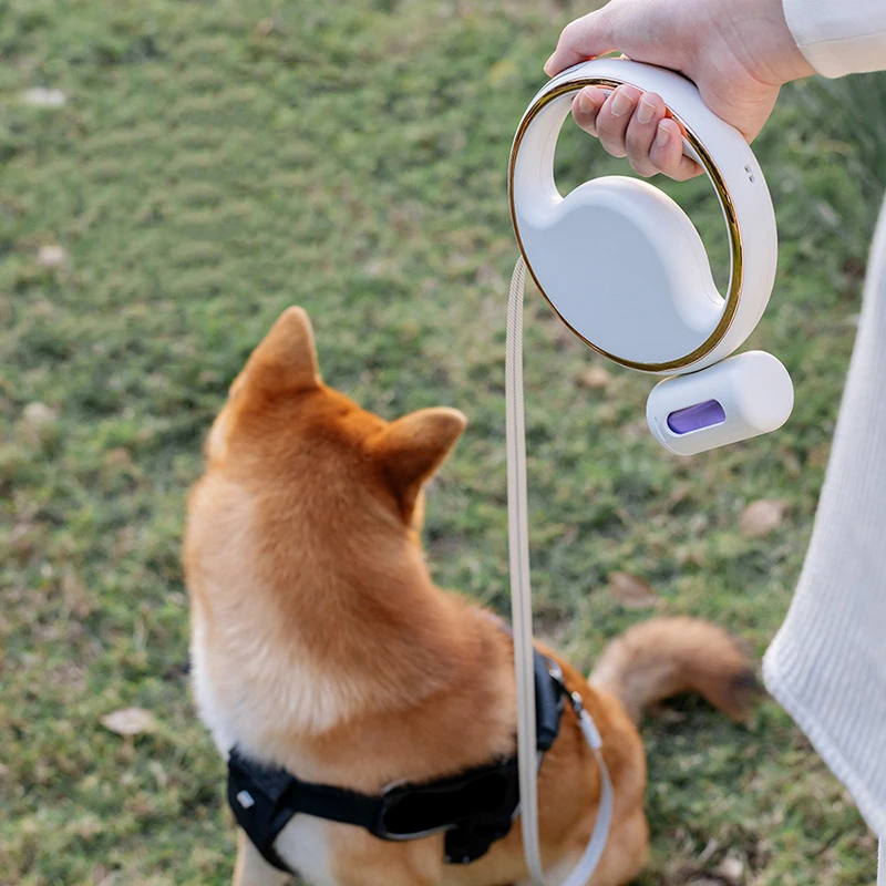 3M-Dog-Leash-with-Poop-Bag-Dispenser-Flashlight-Roulette-Automatic ...