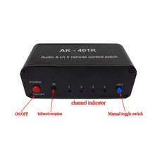 AK 401R Remote Control 4 Output 1 Input RCA Audio Distributor Signal Selector Source Switcher ...