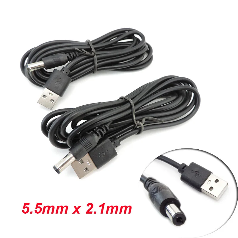 USB 2.0 Male A to DC 5.5mm x 2.1mm Plug Jack DC Power Cord Socket Connector 5V Cable Line 5.5mm ...