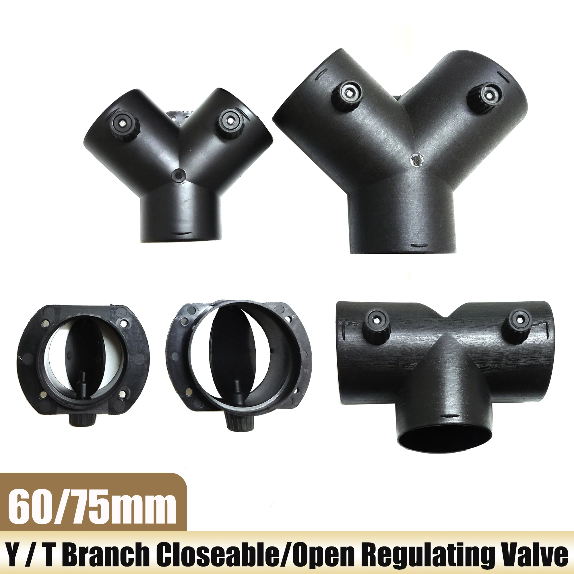 60/75MM Car Diesel Heater Pipe Ducting Y/T Shaped Branch Hose Connector ...