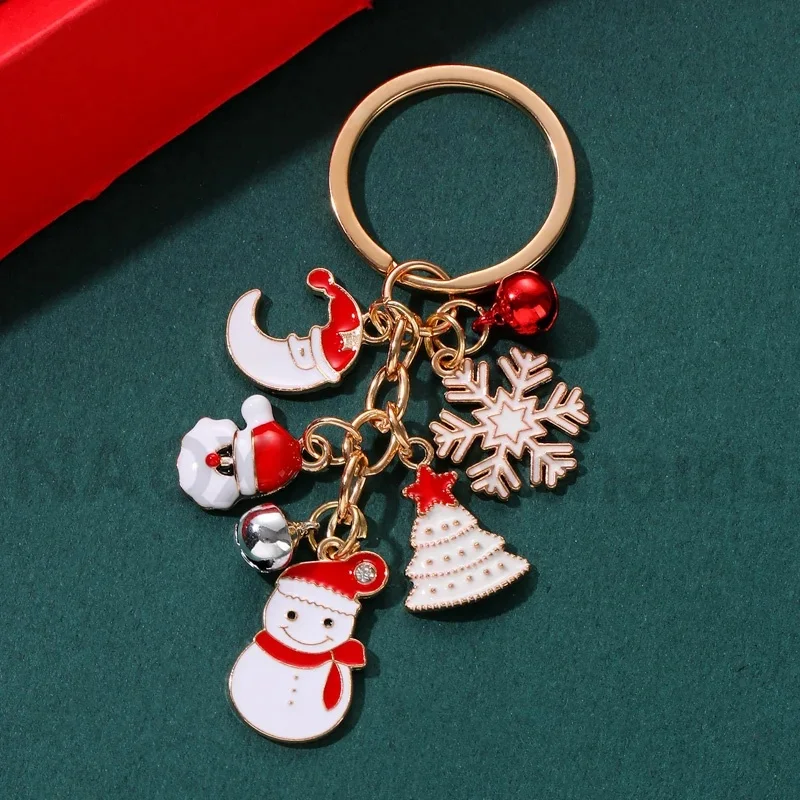 1Pc-Lovely-Hat-Bell-Star-Tree-Snowman-Christmas-Keychains-Snowflake-Key ...