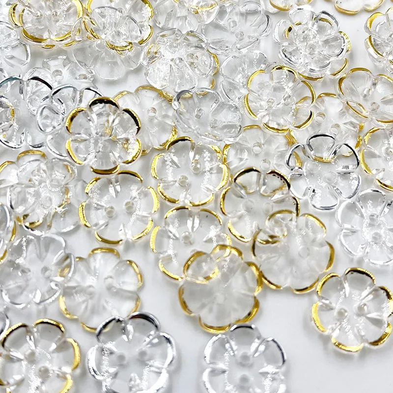 50-pcs-Silver-Gold-Rose-flower-acrylic-buttons-for-decoration-handmade ...