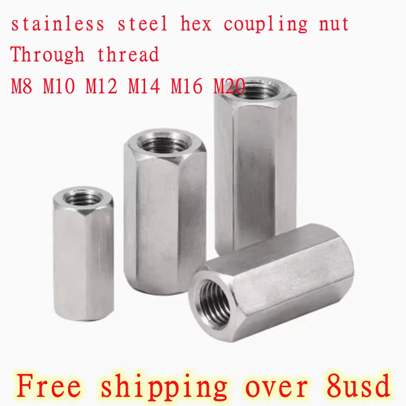 1pc-2pcs-M8-M10-M12-M14-M16-M20-Female-To-Female-stainless-steel-Hex ...