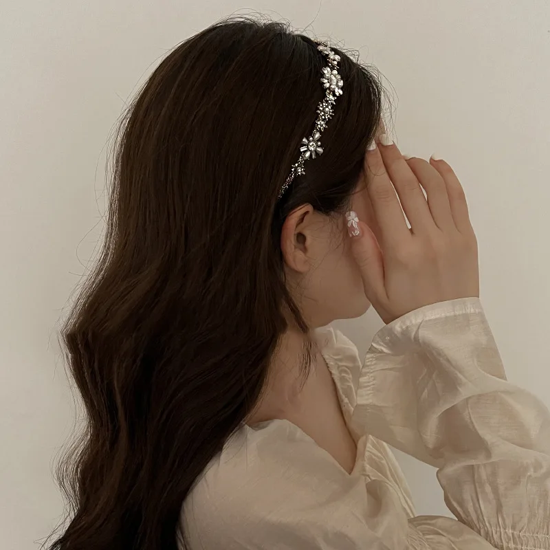 바로크 빈티지 프랑스 라인석 진주 머리띠 라이트 럭셔리 하이 센스 디자인 요정 머리띠 헤어 액세서리여성 헤어 액세서리