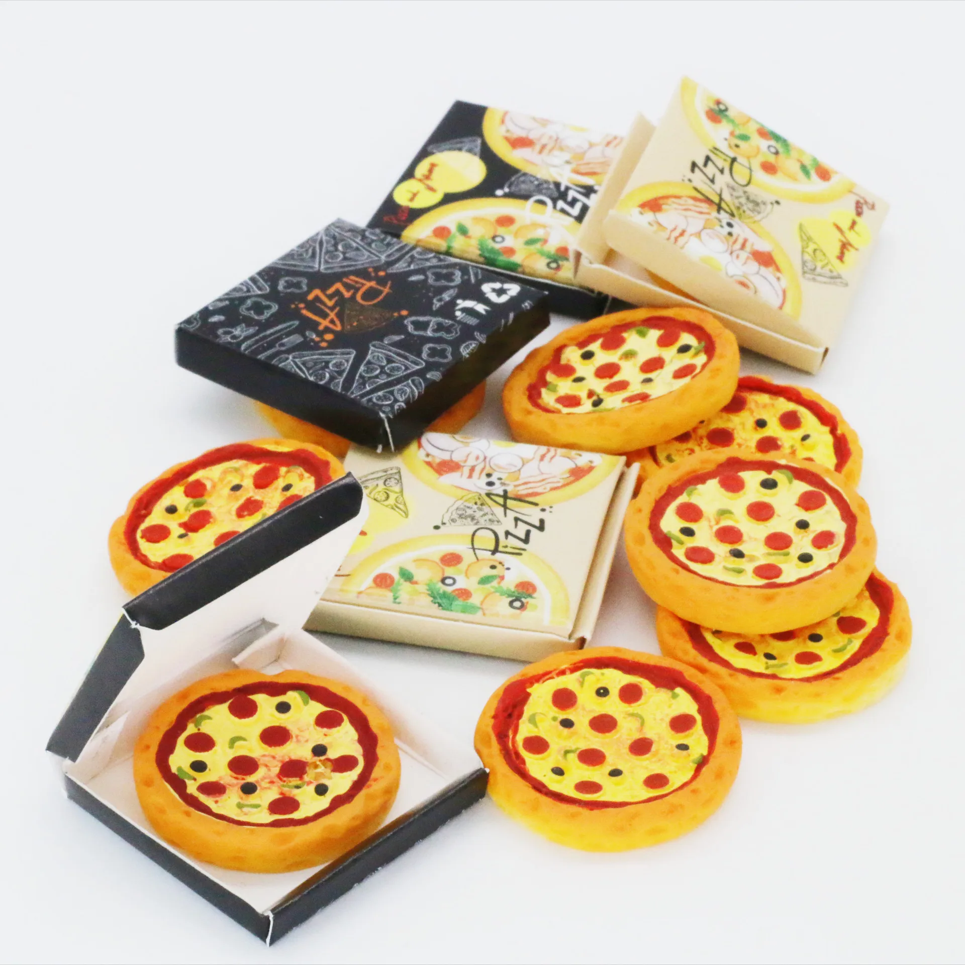 1set Dollhouse Pizza Box Food Miniature Mini Model Kitchen Scene Toy ...