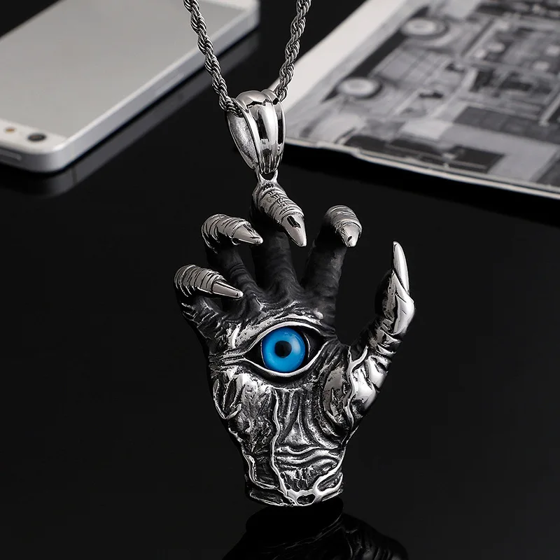 Hip hop Skeleton Evil Eye Necklace Dragon Eye Devil Satan Chain Demon ...