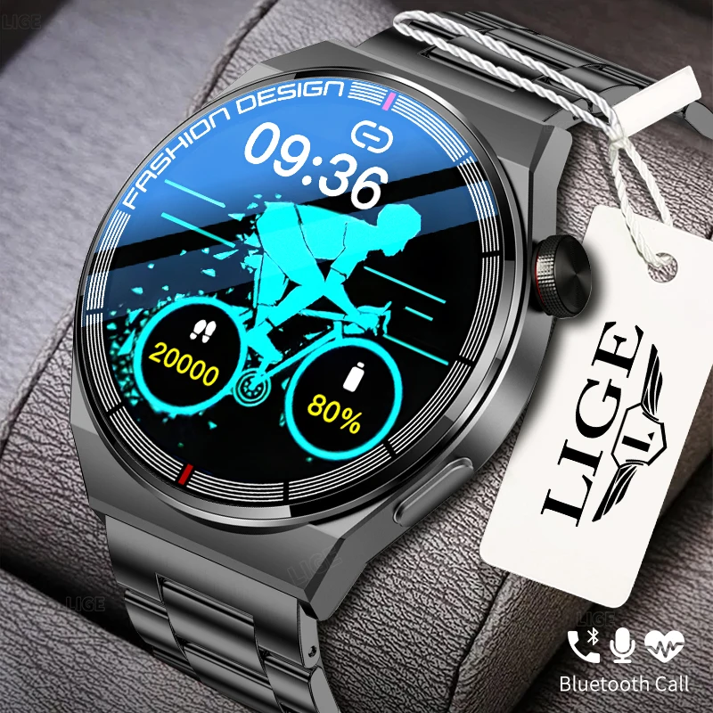 LIGE Watch For Men Smart Watch AMOLED Wireless Charging Smartwatch HD ...