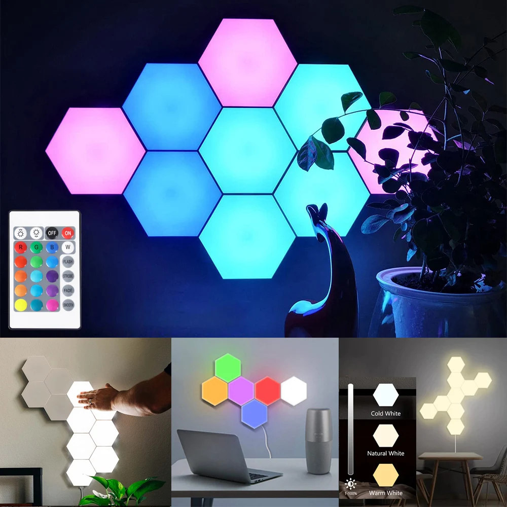 Remote-Control-Hexagon-Wall-Lights-Smart-Wall-Mounted-Touch-Sensitive ...