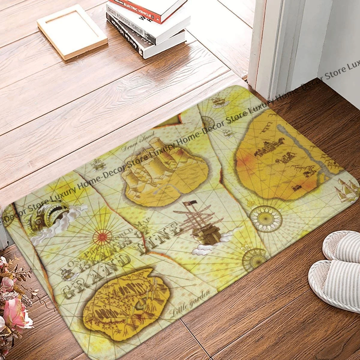 One Piece Bathroom Mat Map Doormat Flannel Carpet Balcony Rug | One ...