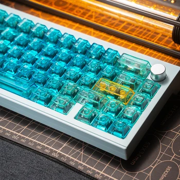 Gradient Blue 156 Keys Crystal Clear Keycaps Cherry Profile Transparent ...