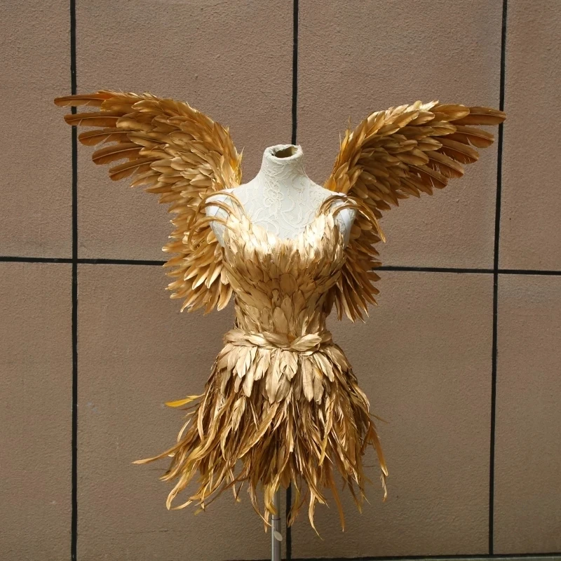 Gorgeous-Gold-Feather-Fairy-Wings-Costume-for-a-Luxurious-Show-Outfit ...