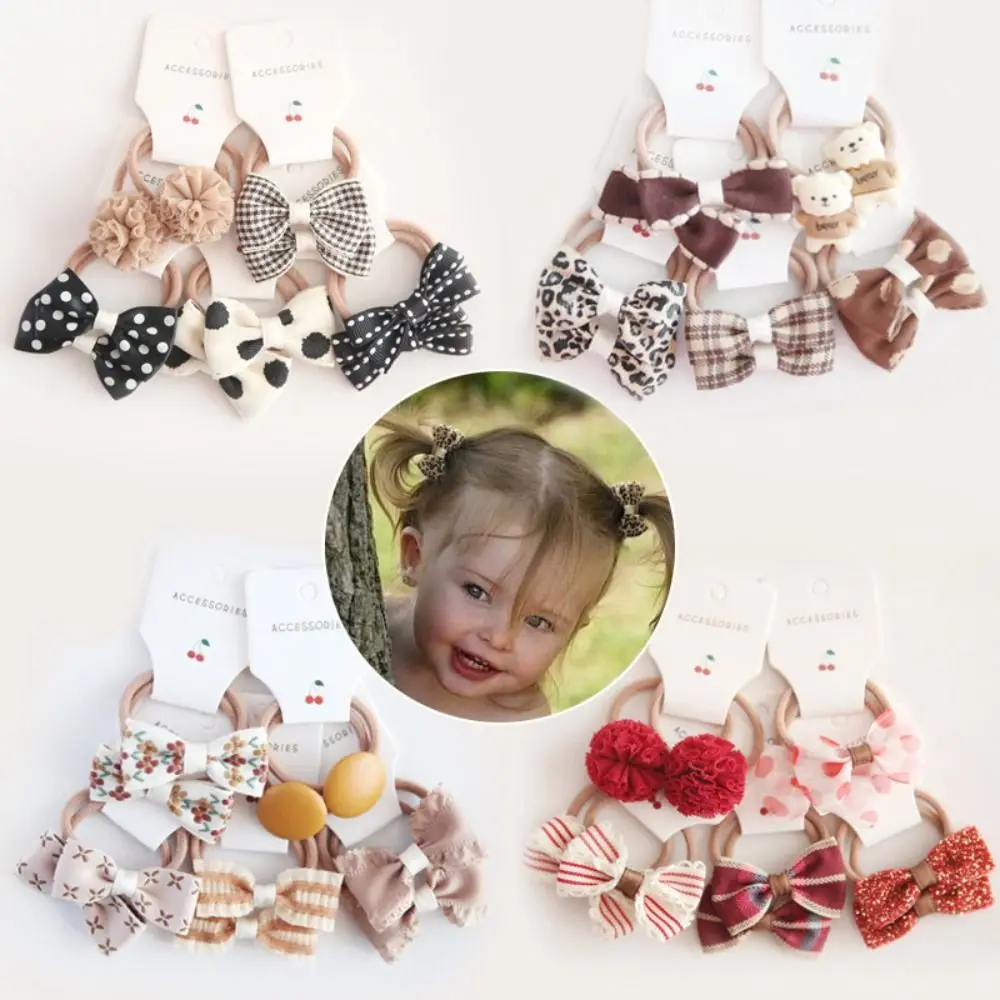 10Pcs Sweet Hair Band Girls Hair Ties Bows Elastic Rubber Band Flower ...
