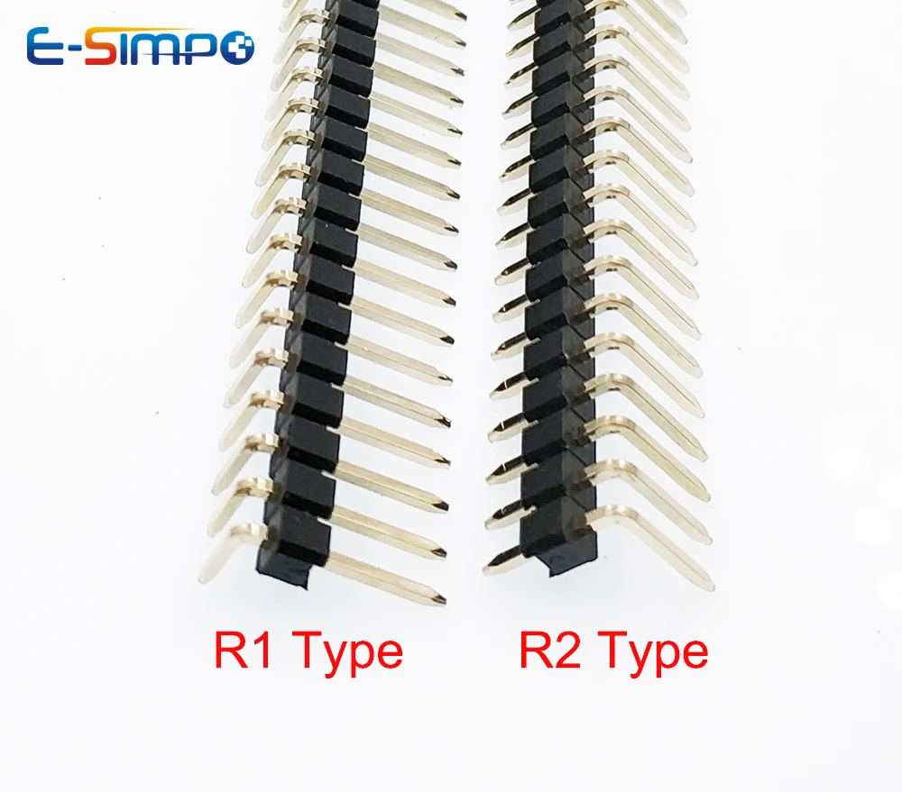 10pcs 2.54mm 1x40 Pin Ra Pin Header Right Angle 90d R1 R2 Optional ...