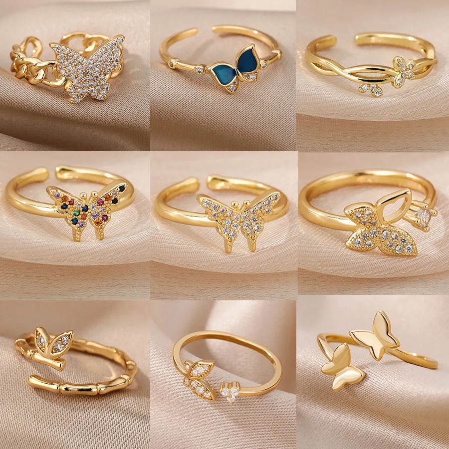 Stainless Steel Butterfly Rings | Ring Aesthetic Stainless Steel ...