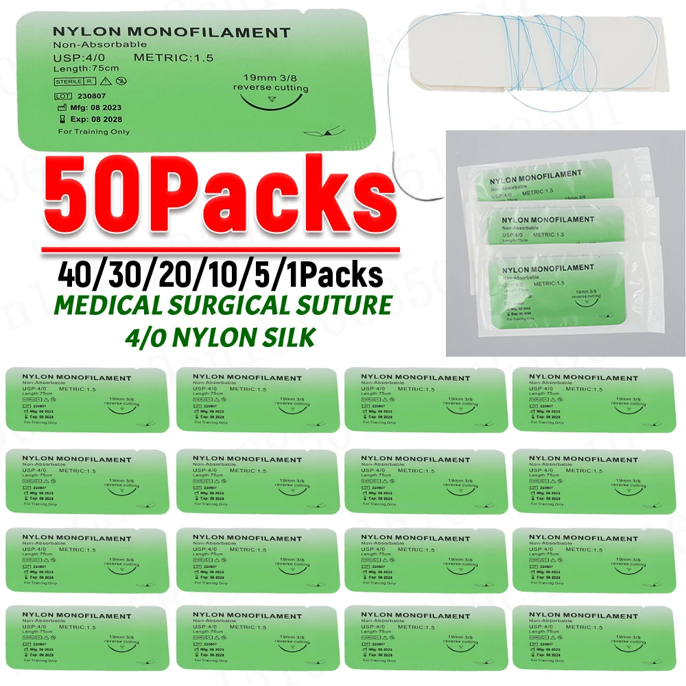 50-1PCS-4-0-Medical-Thread-Suture-Nylon-Silk-Veterinary-Practice-Suture ...