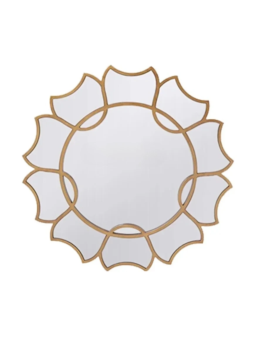 European decorative round sub-wall led mirror restaurant background ...