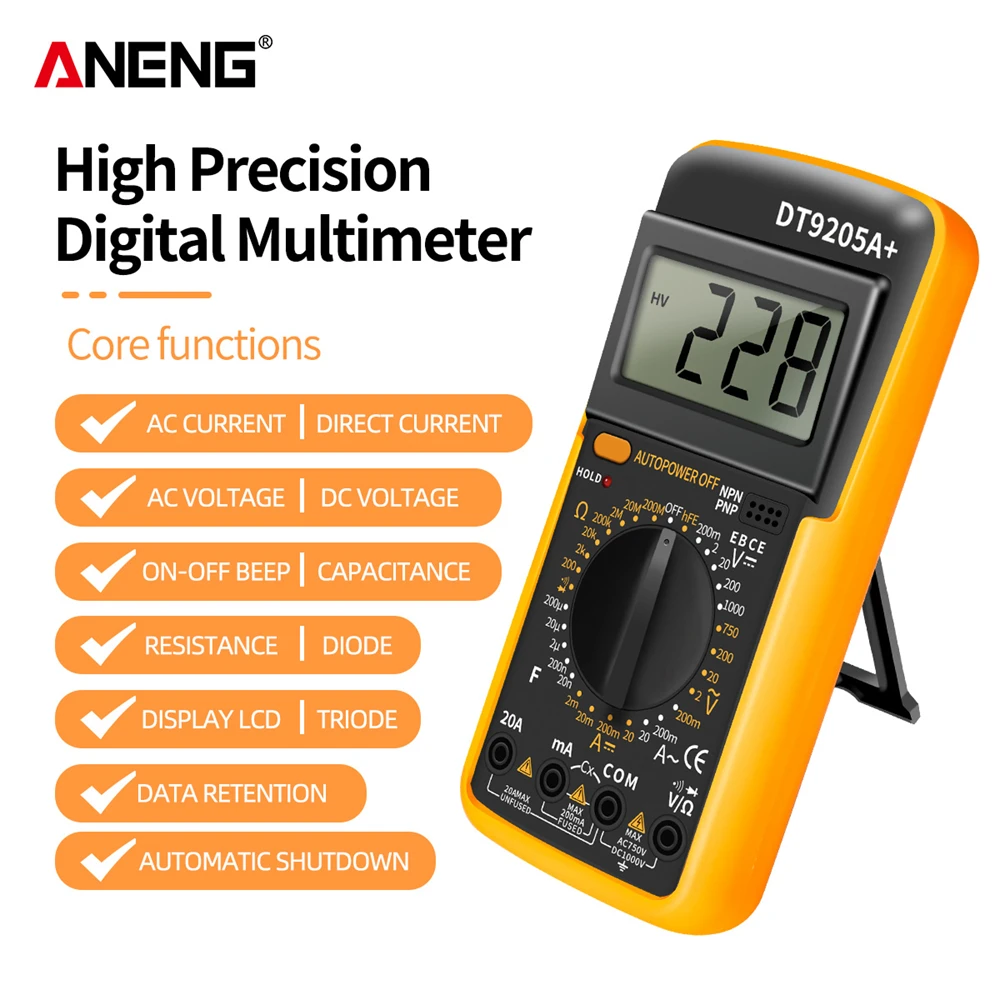ANENG DT9205A + Tester makinesi multimetre sıfırlanabilir tam koruma ...