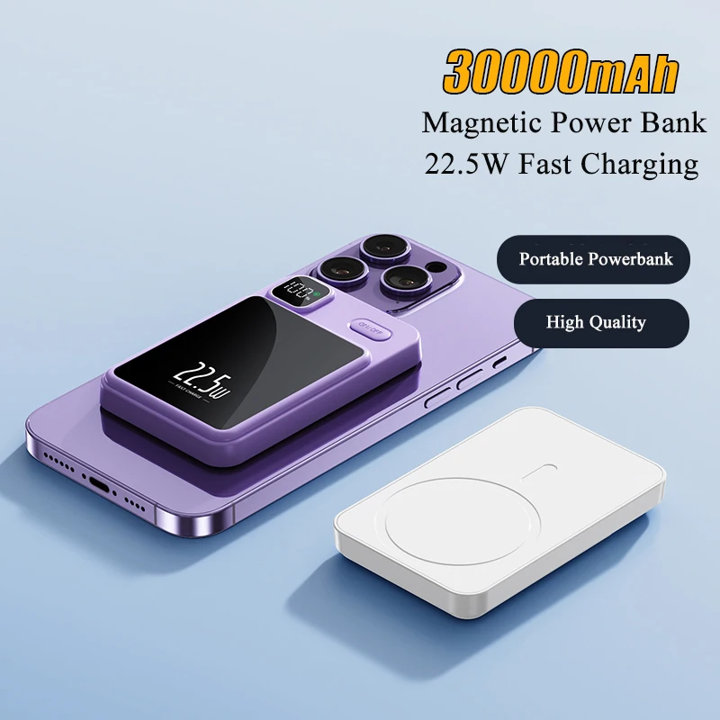 30000mAh-Magsafe-Magnetic-Power-Bank-Wireless-Fast-Charging-PD-20W ...