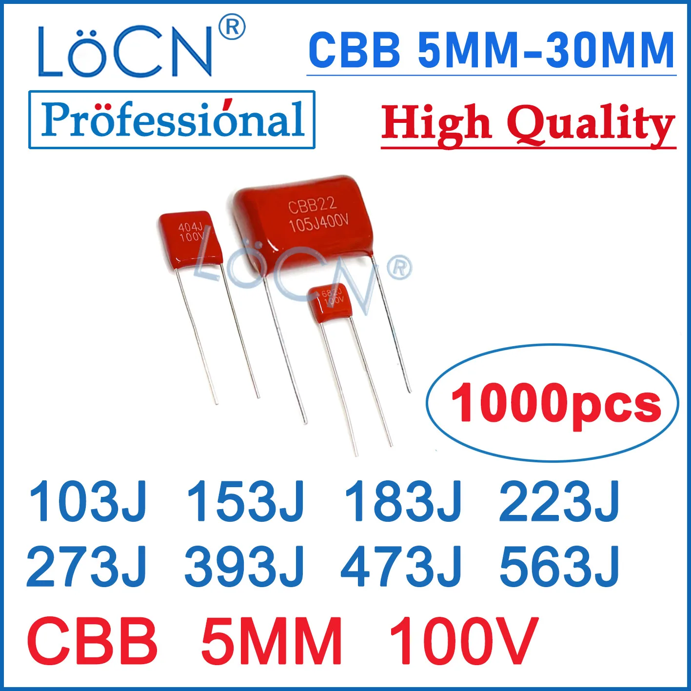 1000PCS-5MM-100V-103J-153J-183J-223J-273J-393J-473J-563J-10NF-15NF-18NF ...