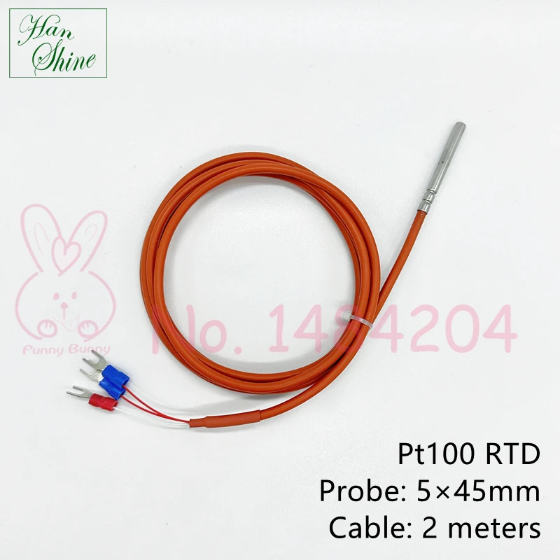 Temperature-Sensor-Pt100-3-Wire-Silicone-Cable-2m-RTD-Probe-5mm-45mm ...
