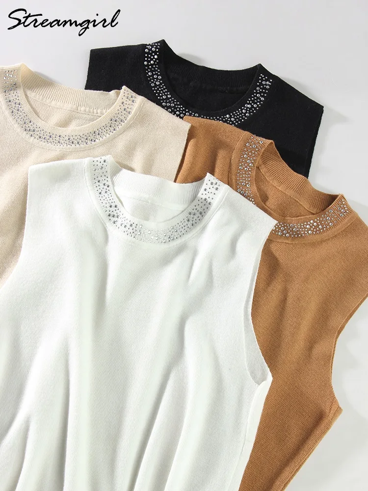 Streamgirl-Knit-Sleeveless-Tops-For-Women-Elegant-White-Tank-Top-With ...
