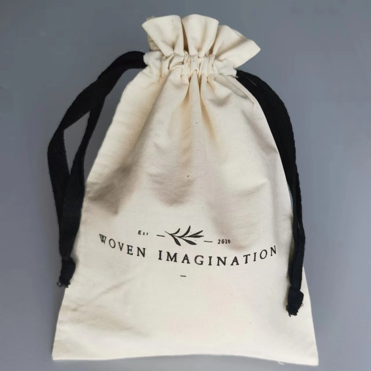 50 Pure Cotton Drawstring Bag with Black Rope for Jewelry Gift ...