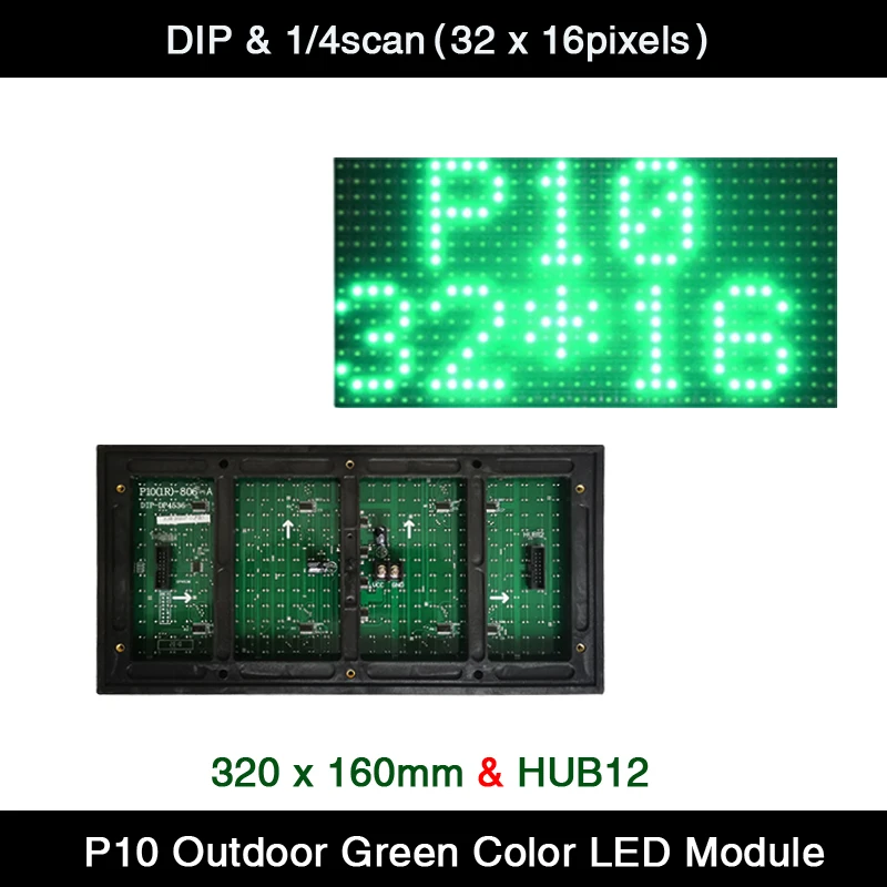 P10 Outdoor Waterproof IP65 Green Color DIP LED Display Panel ...