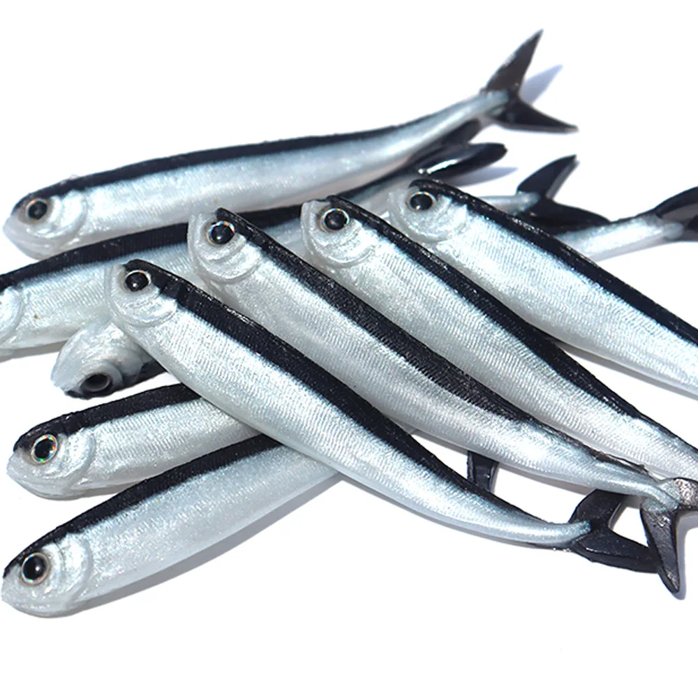 10PCS-Black-Minnow-Jerk-Shad-Maggot-Worm-Bait-8cm-2g-Soft-Silicone-Fish ...