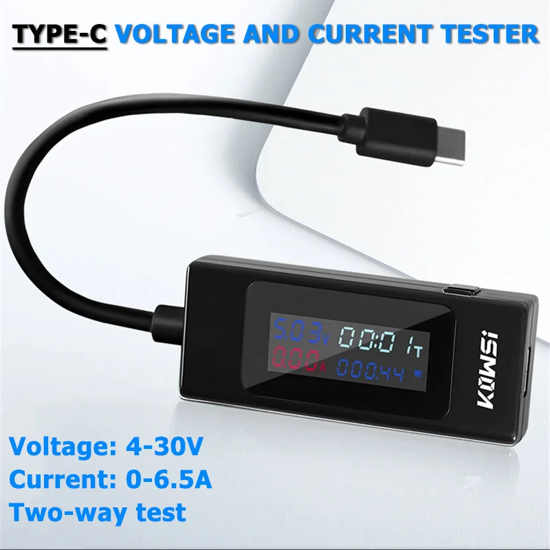 DC-Type-C-Tester-4-30V-Voltage-Meter-Digital-Ammeter-6-5A-Current ...