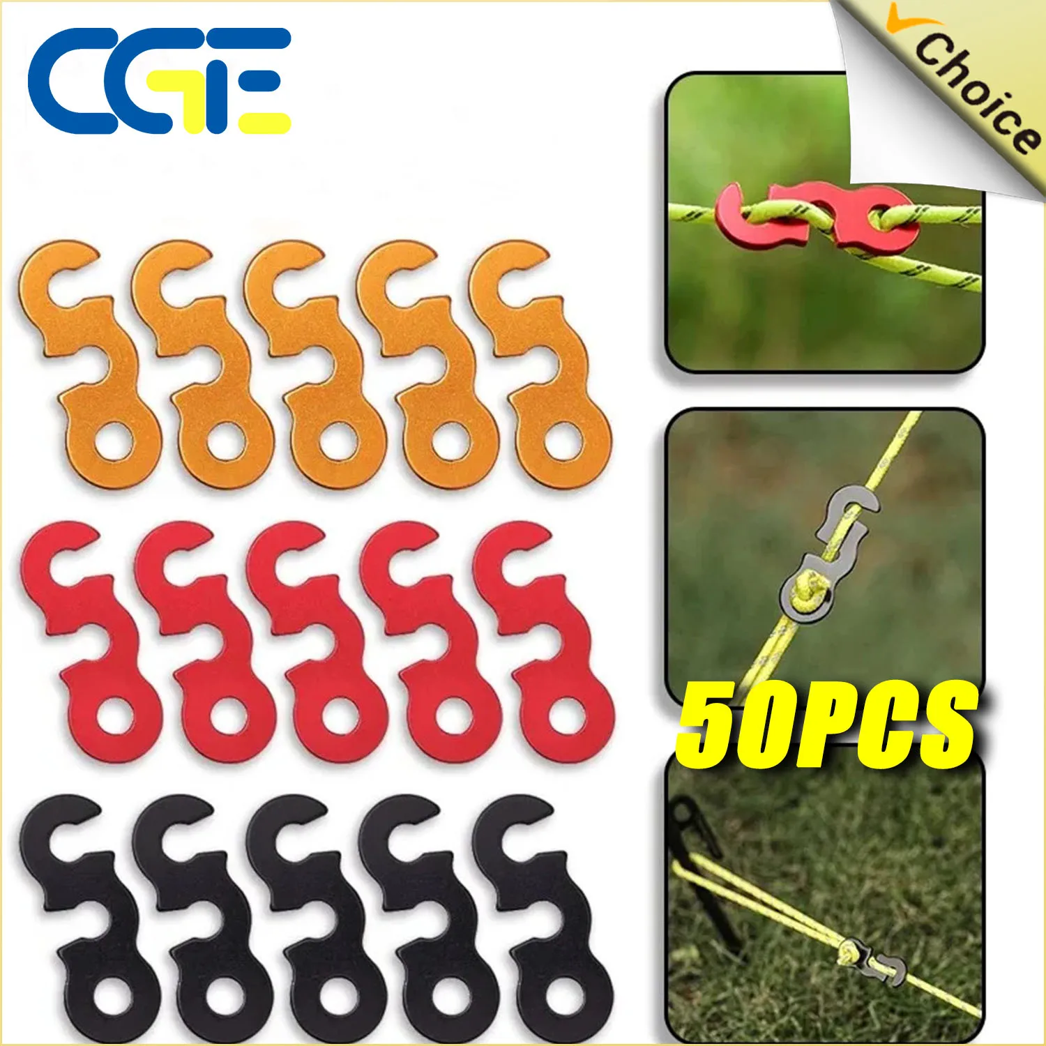 50-Pieces-Adjustable-Tent-Rope-Buckle-S-type-Tensioner-Fastening-Kit ...