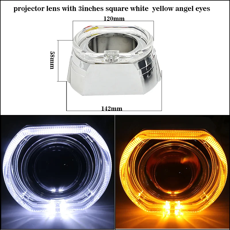Sanvi 3 inch BI LED Projector Lens Shrouds Mask With Angel Eyes Amber ...
