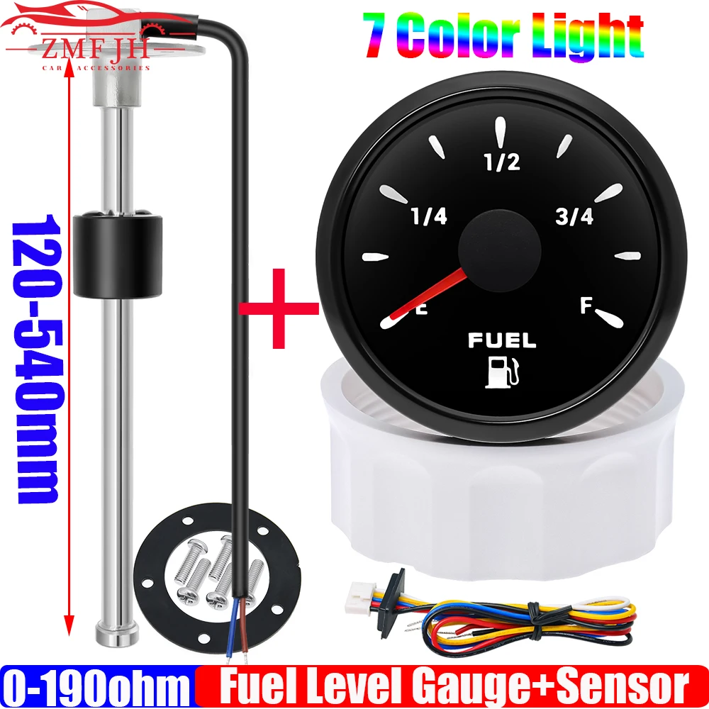 Auto-Fuel-Level-Gauge-com-7-Color-Light-Tanque-de-leo-Indicador-Medidor ...