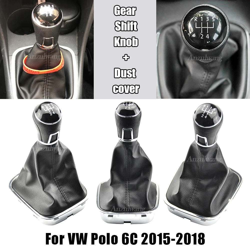 For VW Volkswagen Polo 6C 2015 2016 2017 2018 5 Speed Gear Gear Lever Stick Shift Knob With Leather Boot Car Styling AliExpress