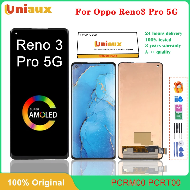 6.5" Original AMOLED For Oppo Reno3 Pro 5G LCD Display Touch Screen Digitizer For Reno 3 Pro ...